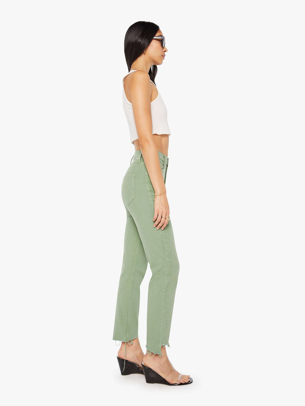 High Waisted Rider Ankle Step Fray - Cats And Dogs - Mistletoe | MOTHER ...